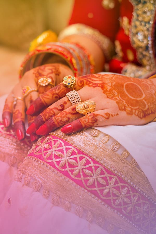 Indian Bride Hands. Soft Focus, Blur Stock Image - Image of fabric ...