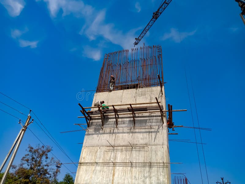 Indian Bridge Construction Work Going on at Sky Background in India Oct ...