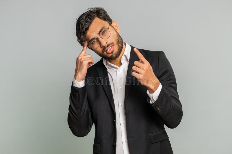 Indian Business Man Pondering, Imagining in Mind, Wondering Difficult ...