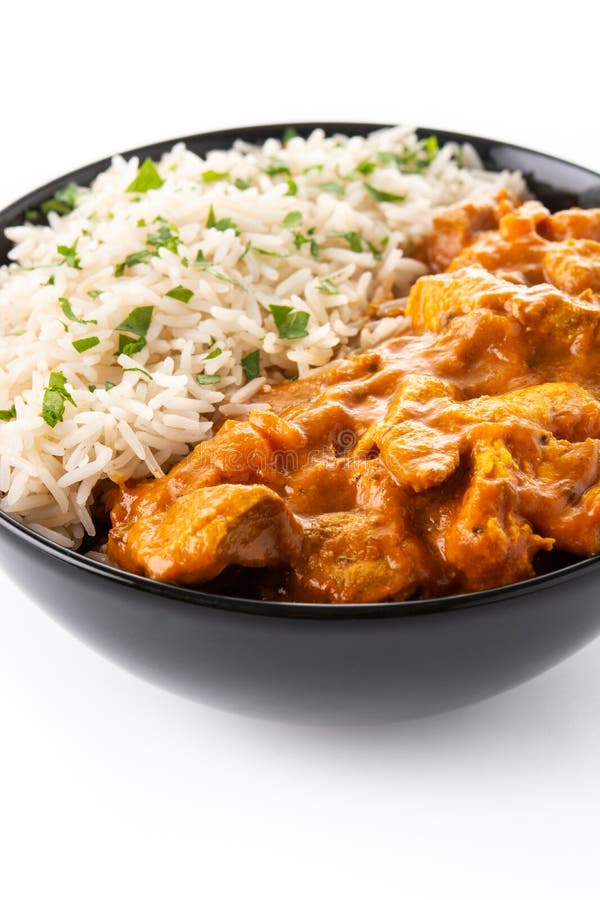 Indian Butter Chicken in Black Bowl Stock Image - Image of bowl, meat ...
