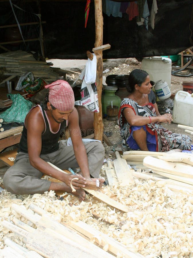 Indian Carpenter Making Cricket Bats Editorial Stock Image - Image of ...