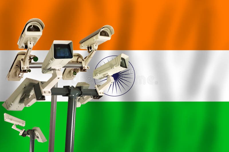 Indian CCTV Camera on the Flag of India Surveillance, Security, Control ...