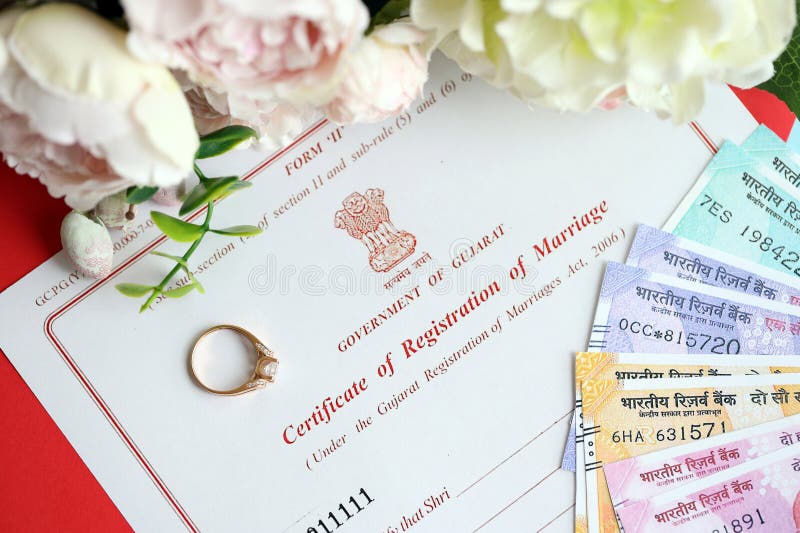 Indian Certificate of Registration of Marriage Blank Document and ...
