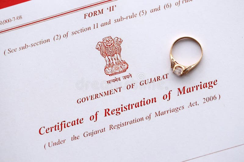 Indian Certificate of Registration of Marriage Blank Document and ...