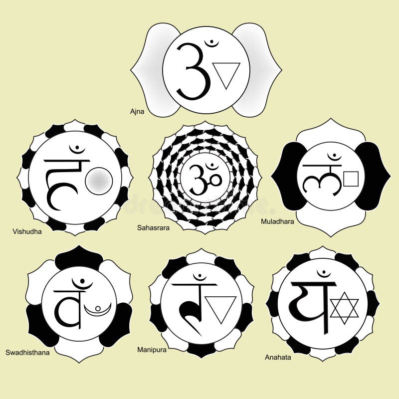 Indian Chakra Set of Black and White Logo Vector Illustration Stock ...