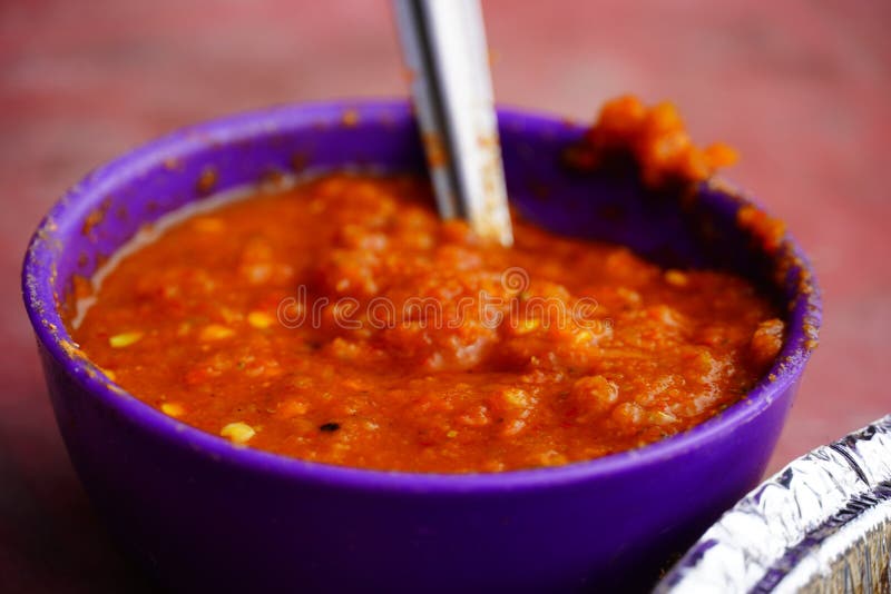 Indian Red Chatni Image Close Up Stock Photo - Image of india, plate ...