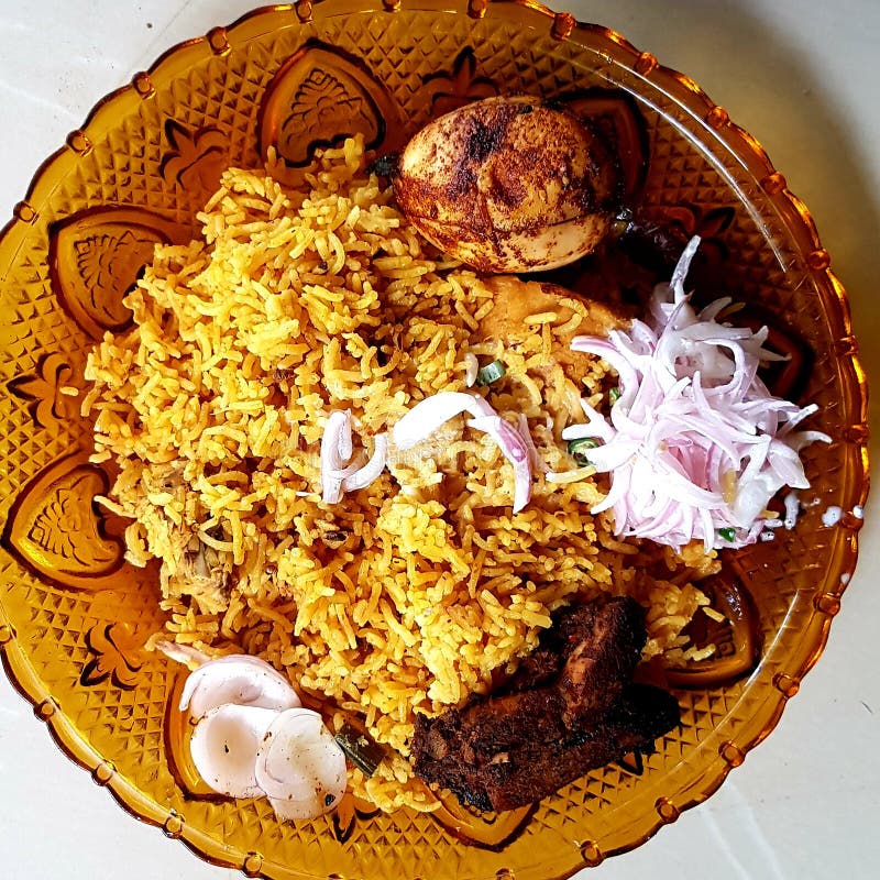 Indian Chicken Biryani with Egg and Bbq Chicken Stock Image - Image of ...