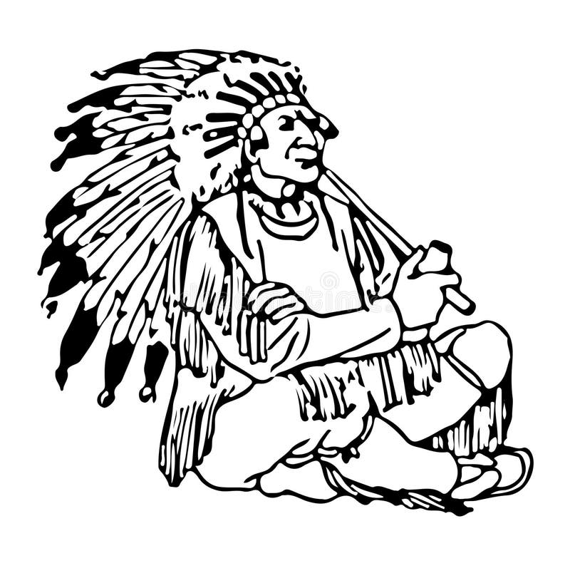 Indian Chief Mascot Cartoon Vector Logo Stock Vector - Illustration of ...
