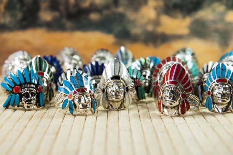 Indian Chief Shaped Silver Rings Stock Image - Image of indian, letters ...