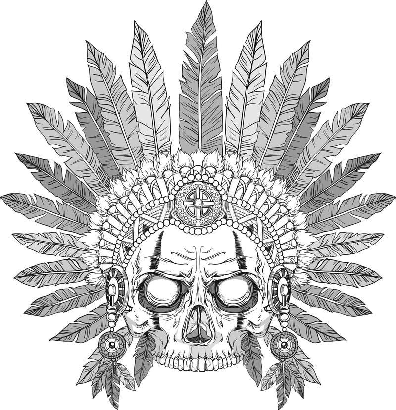 Indian chief skull stock vector. Illustration of honor - 66385751