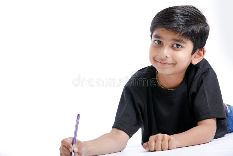 Indian Child Writing on Note Book Stock Photo - Image of showing ...