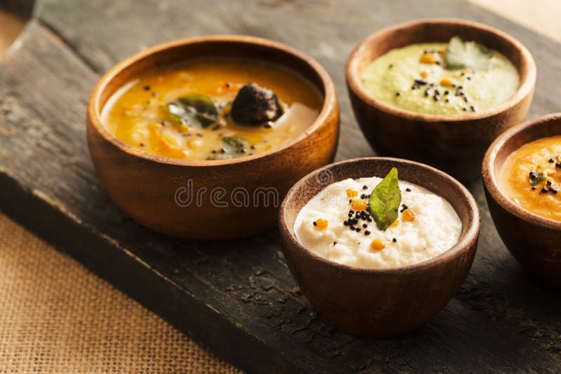 Indian Chutney Sambar stock photo. Image of cuisine, leaf - 66979870