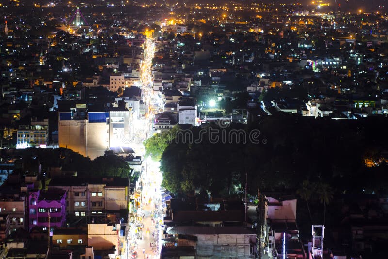 Indian City Bazaar Night Lights Bird& X27;s-eye View Editorial Image ...