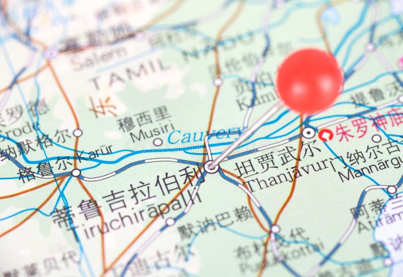 The Indian City of Tiru Gilabri Marked by a Tack on the Map Editorial ...