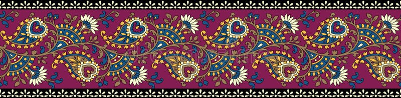 Indian Classical Paisley Border Stock Illustration - Illustration of ...