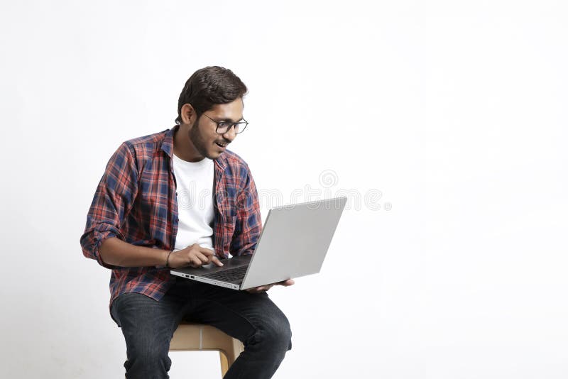 729 Indian Student Laptop White Background Stock Photos - Free ...
