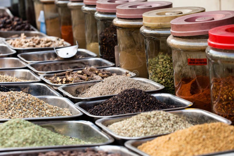 Indian Colored Spices at Local Market in, India Stock Photo - Image of ...