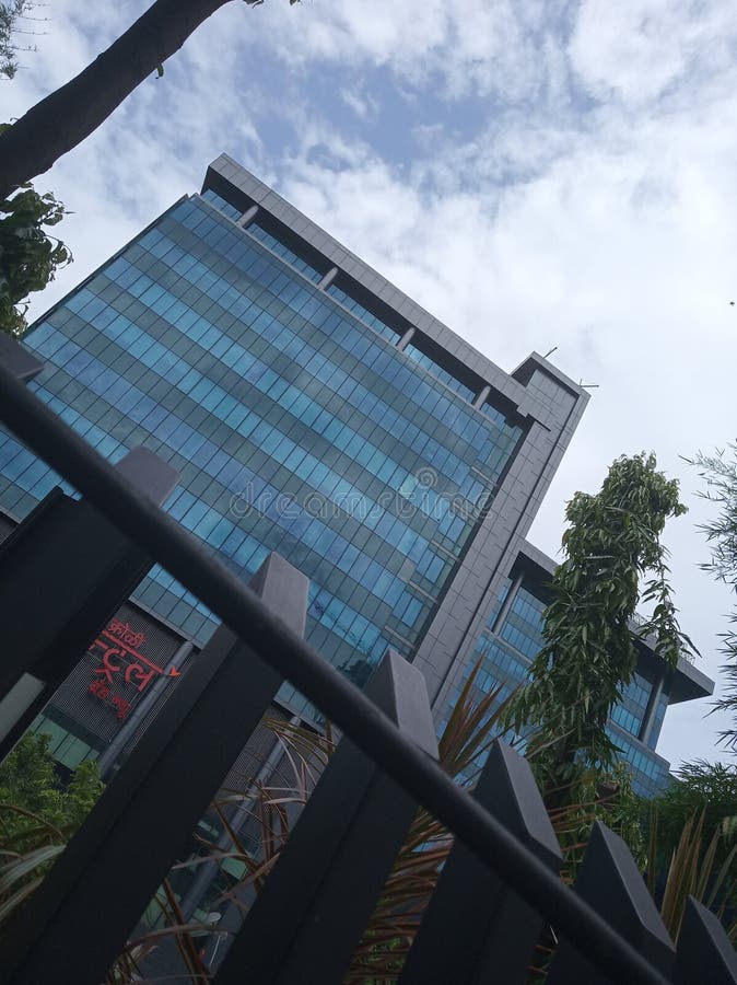 Indian Corporate Office Building Tower & Garden View. Editorial ...