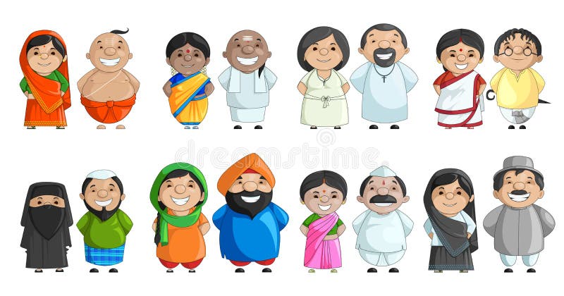 Indian Couple of Different Culture Stock Vector - Illustration of ...