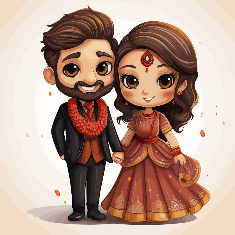 Indian Couple Hand-drawn Comic Illustration. Indian Couple. Vector ...