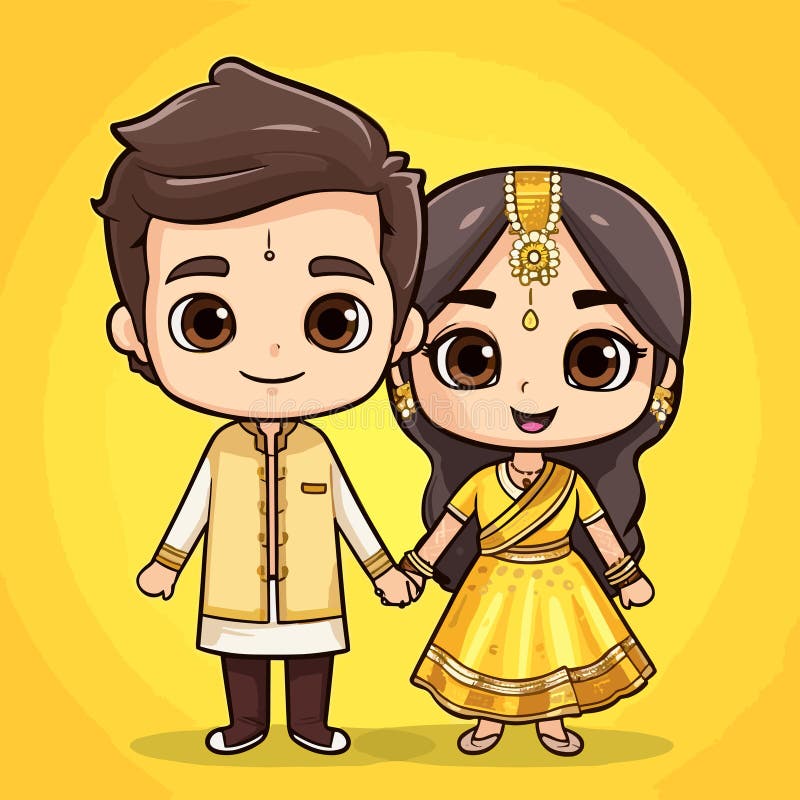 Indian Couple Hand-drawn Comic Illustration. Indian Couple. Vector ...
