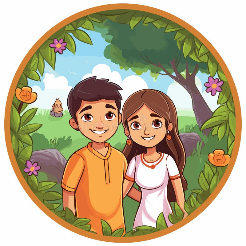 Indian Couple Hand-drawn Comic Illustration. Indian Couple. Vector ...
