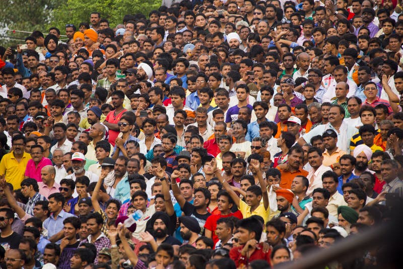 Indian Crowd at Border Ceremony Editorial Photography - Image of ...