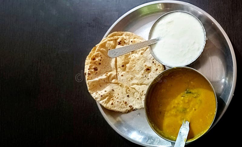 Indian Cuisine Daal and Roti or Chapati with Curd Served in a Plate ...
