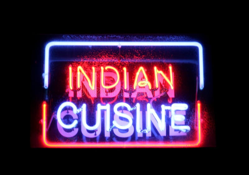 Indian cuisine neon sign stock image. Image of night - 17356725