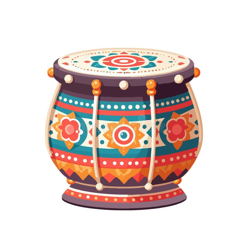 Indian Culture Drum Vector Illustration Stock Vector - Illustration of ...