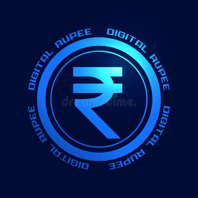 Indian Currency Digital Rupee Sign on Blue Background Stock Vector ...