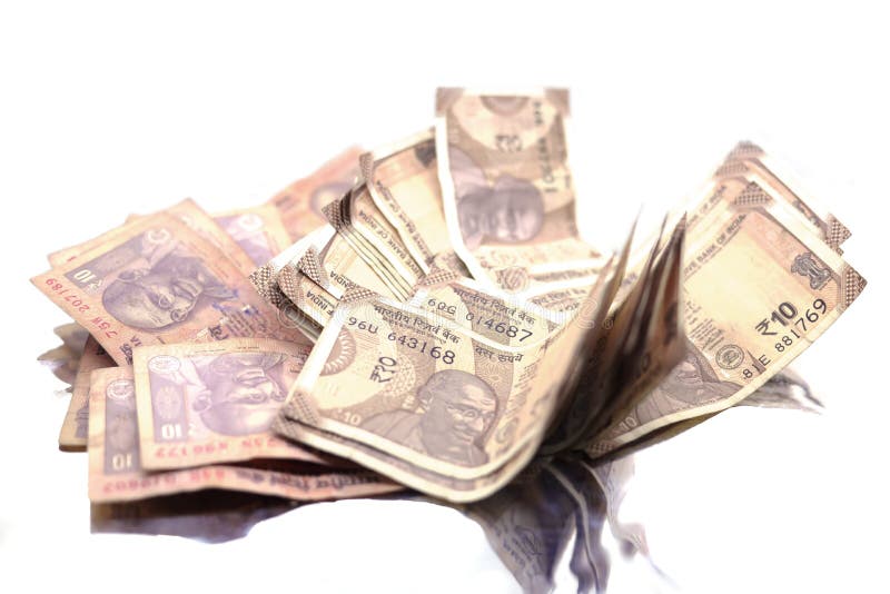 Indian Currency or Money 10 Rupee Notes, White Background Stock Photo ...
