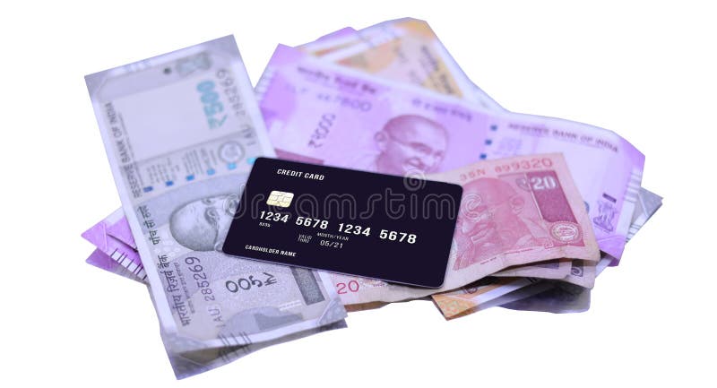Indian Currency Note with Credit and Debit Cards on the White Ba Stock ...
