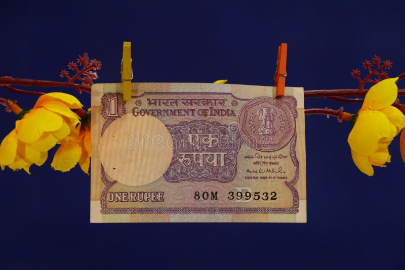 Indian Currency- One Rupees. Stock Photo - Image of currency, rupees ...