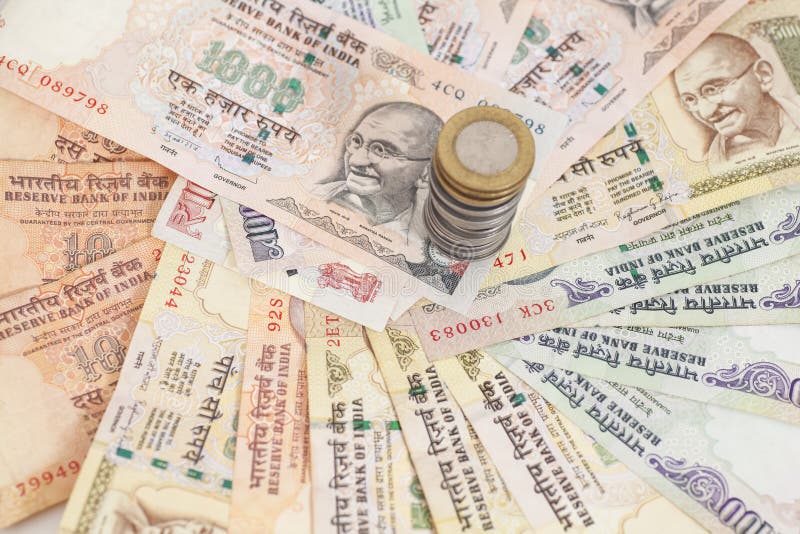 Indian Currency Rupee Notes and Coins Stock Image - Image of indian ...