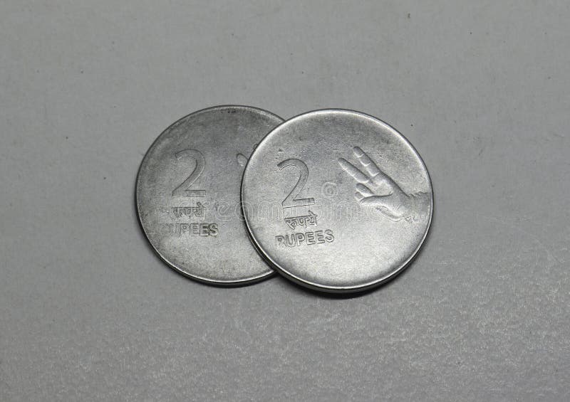 Close Up Shot Indian Currency Two Rupees Silver Coin, Indian Money, Two ...