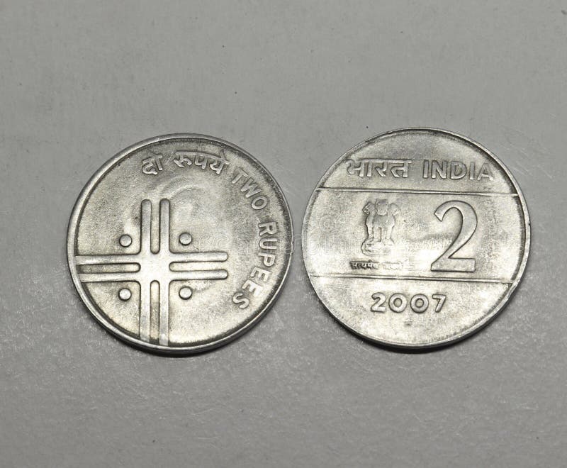 Indian Currency Two Rupees Silver Coin, Indian Money, Old Coin Stock ...