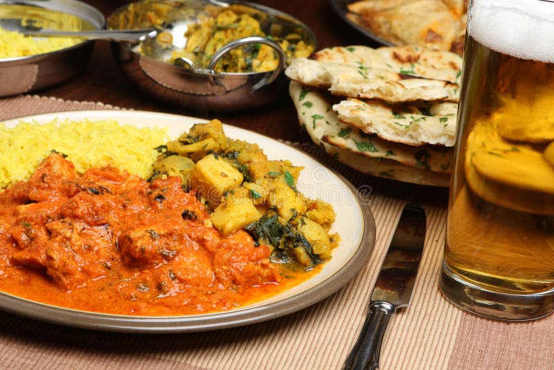 Indian Curry Meal Food Dinner Stock Image - Image of drink, lager: 33622049