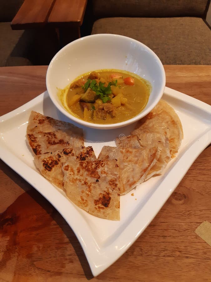 Indian Prata Bread and Chicken Curry Stock Image - Image of food ...