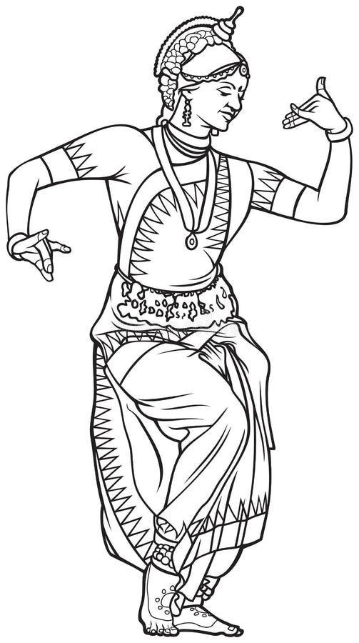 Indian Dance Vector Illustration Stock Vector - Illustration of odissi ...