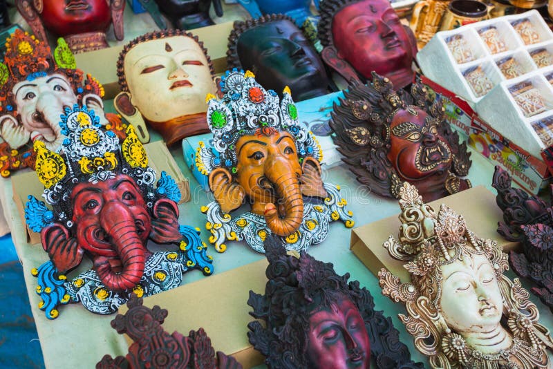 Indian Decorative Masks in the Markets of Goa Stock Photo - Image of ...