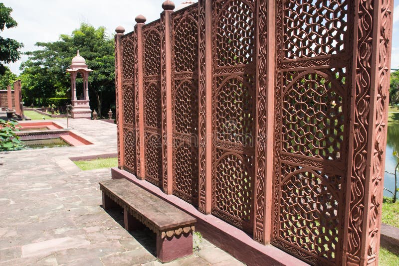 The Indian Design Carving Screen Stock Photo - Image of antique ...