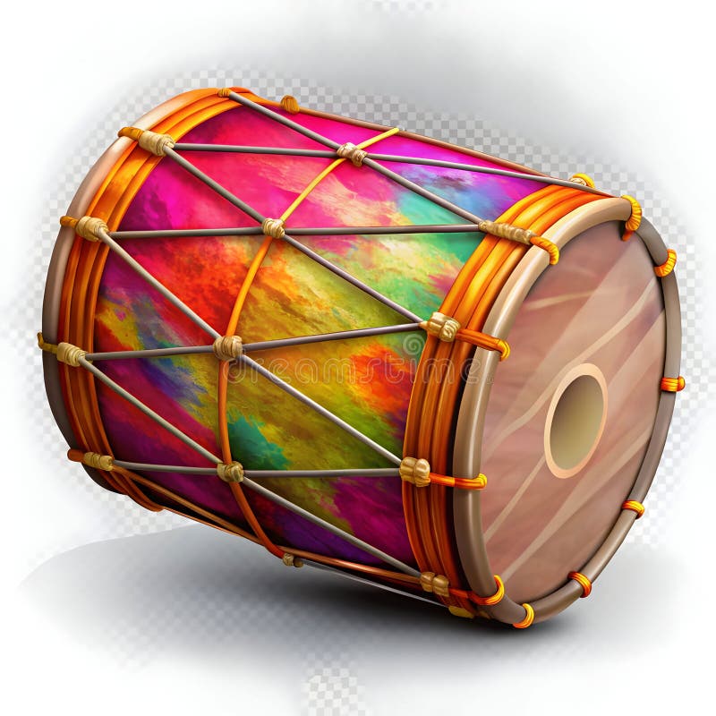 Indian Dhol on Transparent Background Stock Illustration - Illustration ...