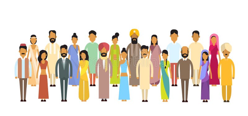 Indian Different People Group Traditional Clothes Full Lenth Flat ...