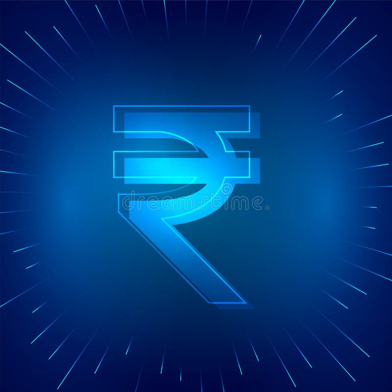 Indian Digital Rupee Symbol on Blue Background Stock Vector ...
