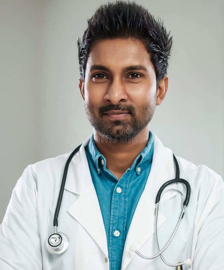 Indian Doctor with Stethoscope Around Neck in His Office Stock Image ...