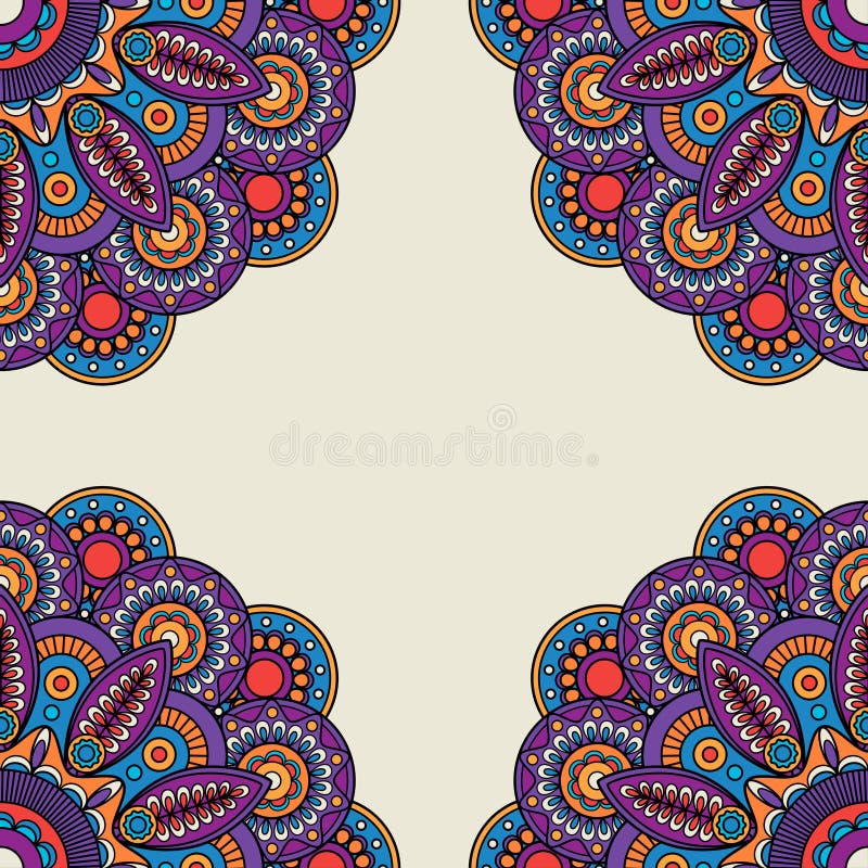Indian Floral Frame for Coloring Pages Book Stock Vector - Illustration ...