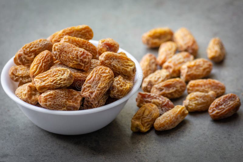 Indian Dry Dates in White Bowl. Stock Image - Image of edible ...