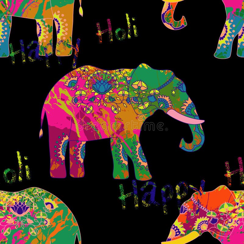 Indian Elephant with Beautiful Pattern. Stock Vector - Illustration of ...