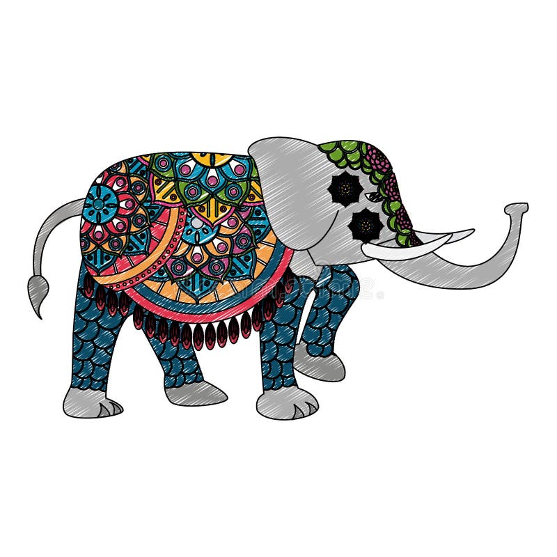 Indian Elephant Cartoon Scribble Stock Vector - Illustration of safari ...